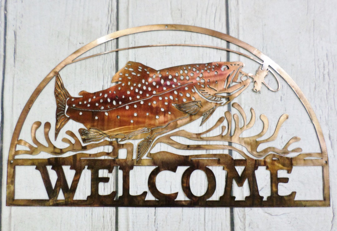 Salmon Welcome Metal Sign - Etsy