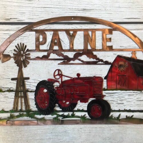 Personalized Farm Sign With Red Tractor Custom Farm Sign - Etsy