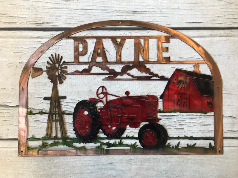 Personalized Farm Sign With Red Tractor Custom Farm Sign - Etsy
