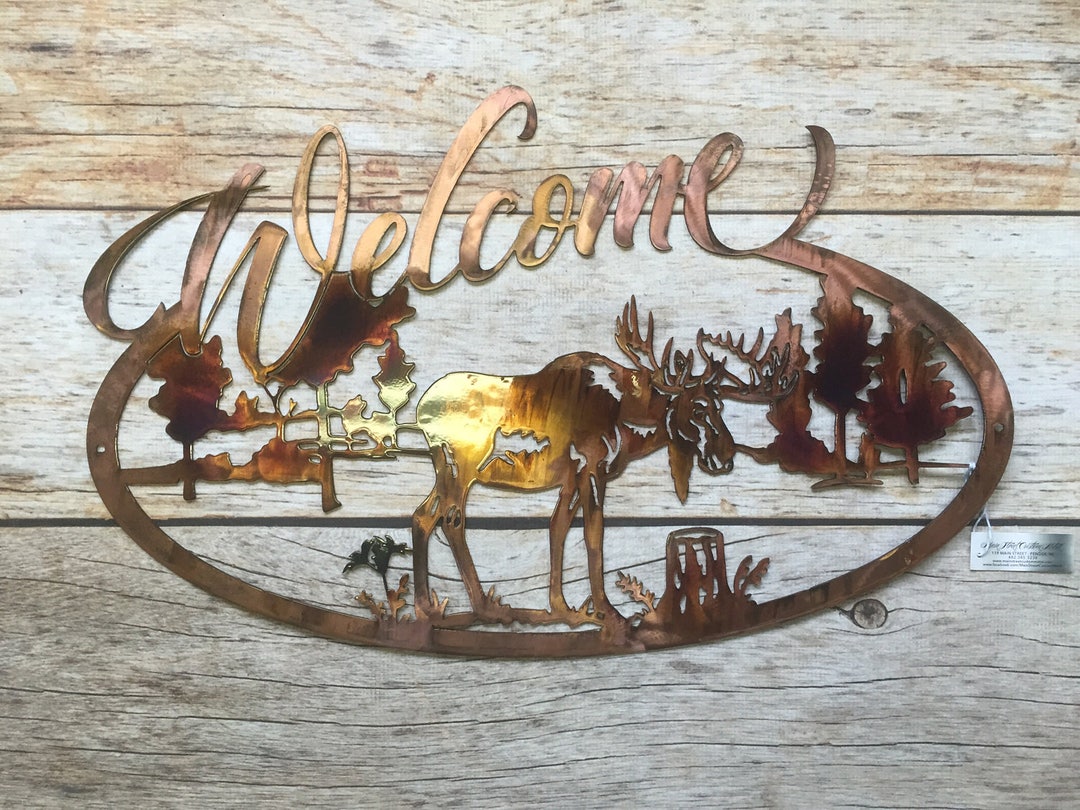 Welcome Moose Metal Sign - Etsy