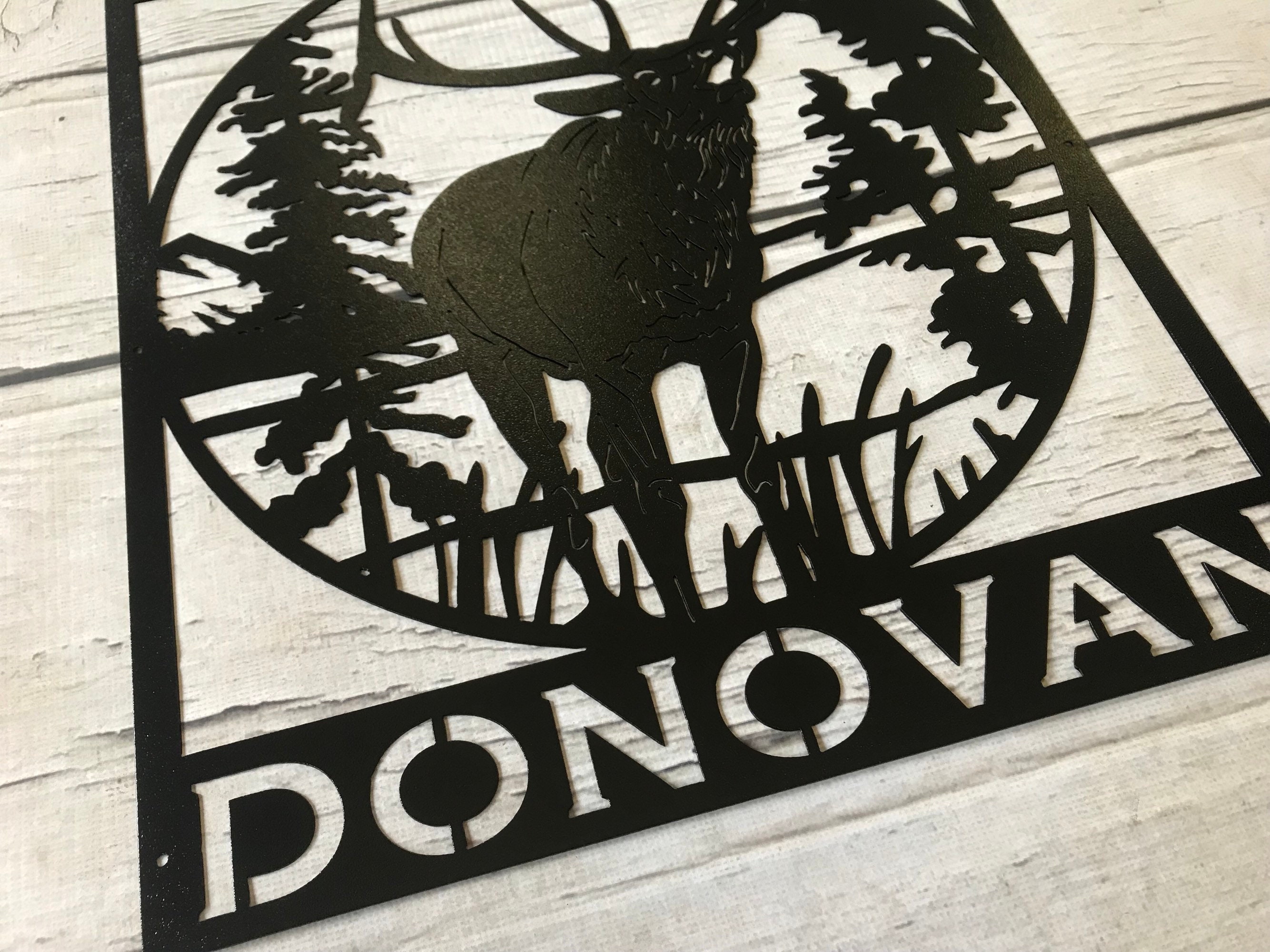 Personalized Metal Sign With Elk and Evergreens - Etsy