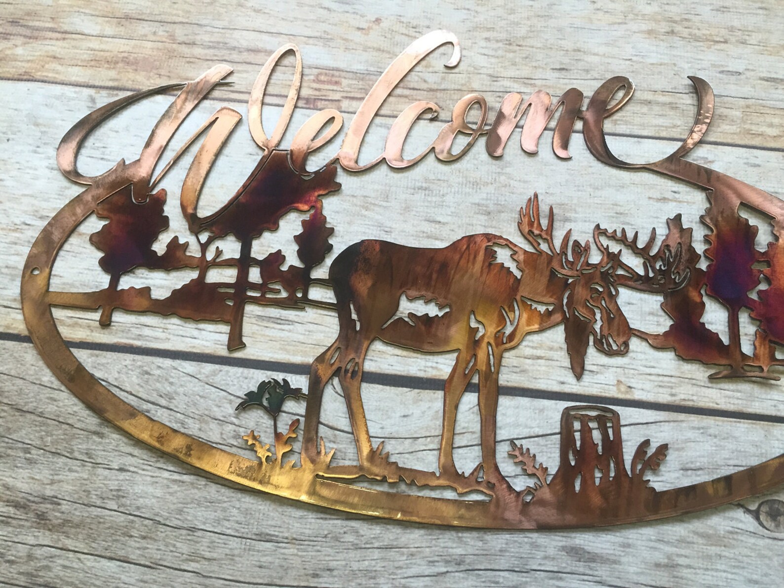 Welcome Moose Metal Sign - Etsy
