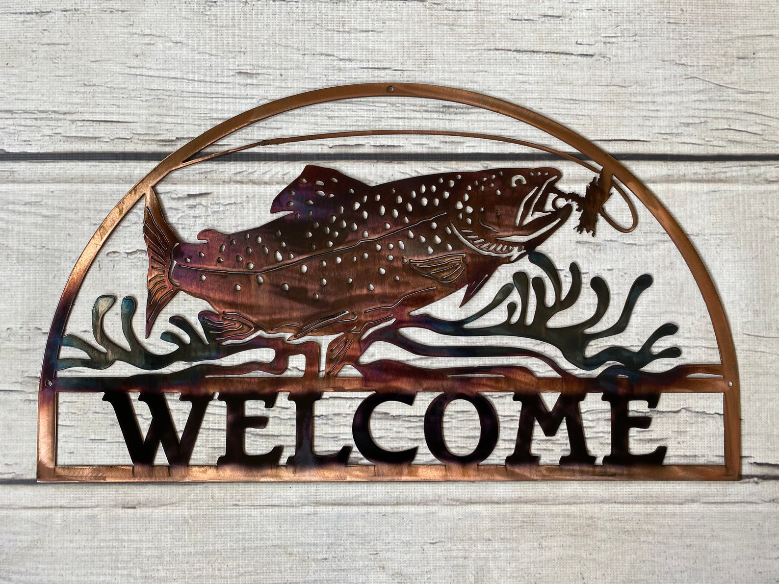 Salmon Welcome Metal Sign - Etsy