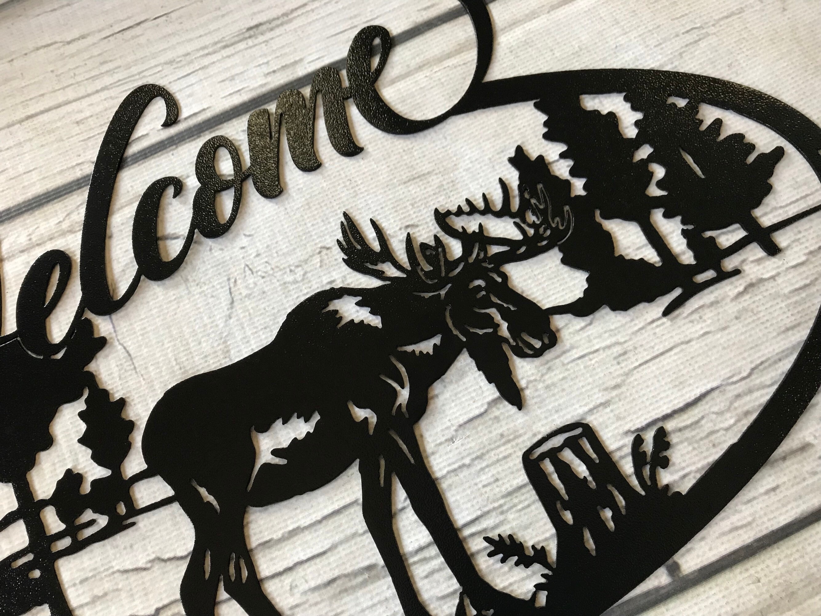 Welcome Moose Metal Sign - Etsy