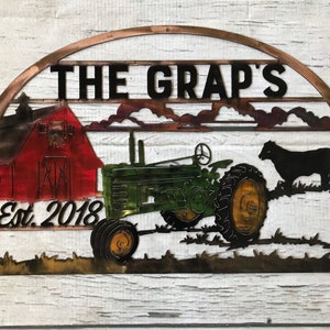 Custom Metal Farm Scene Sign, Personalized Sign, Farm Sign - Etsy