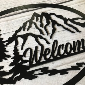 Welcome Mountain Tree Scene Metal Sign - Etsy