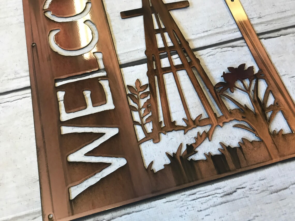 Welcome Windmill Metal Wall Decor Farm Sign Personalized | Etsy