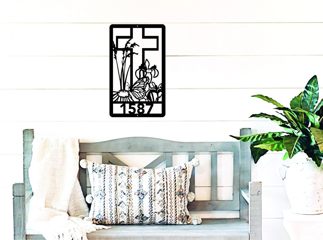 Address Numbers, Vertical Address Sign, Floral Address Sign, Religious ...