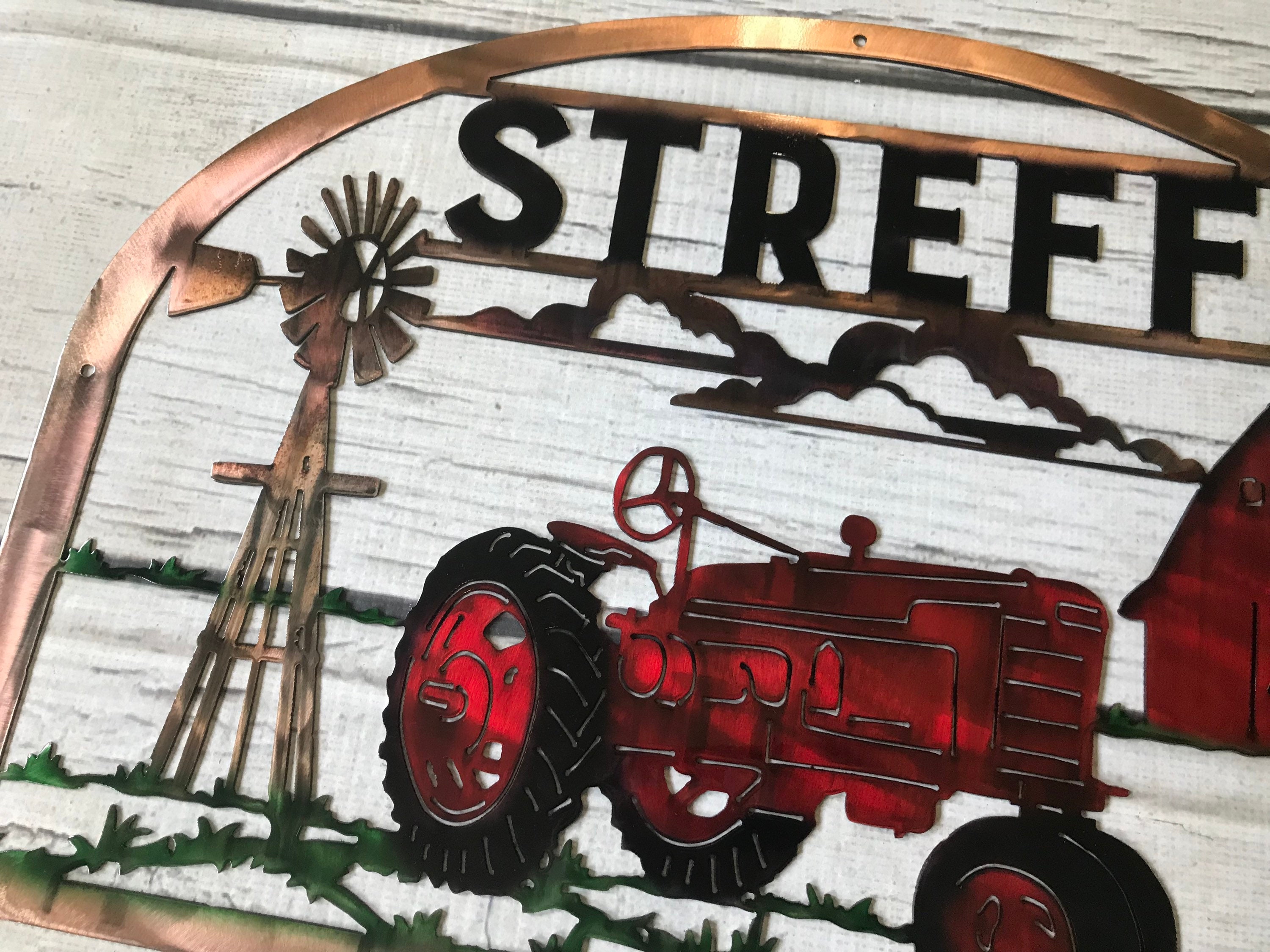 Personalized Farm Sign With Red Tractor, Custom Farm Sign, Personalized ...