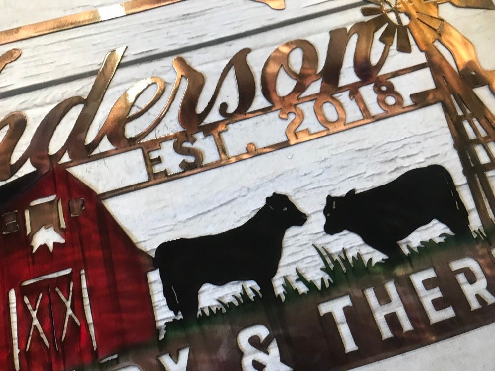 Personalized Name Sign, Nebraska Farm Scene, Custom Cattle Sign - Etsy