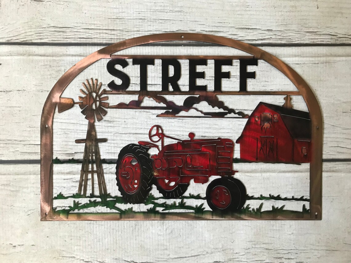 Personalized Farm Sign With Red Tractor Custom Farm Sign - Etsy