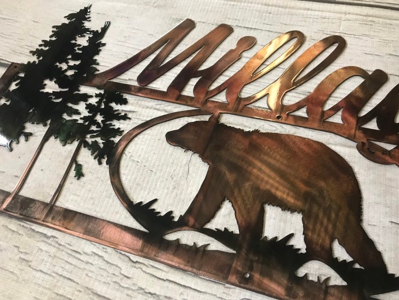 Personalized Nature Scene Bear Sign Tree Sign Custom Metal - Etsy