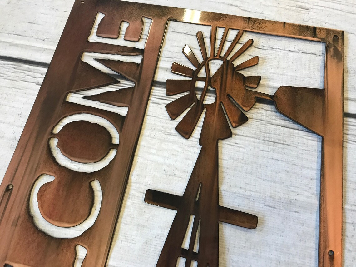 Welcome Windmill Metal Wall Decor Farm Sign Personalized | Etsy