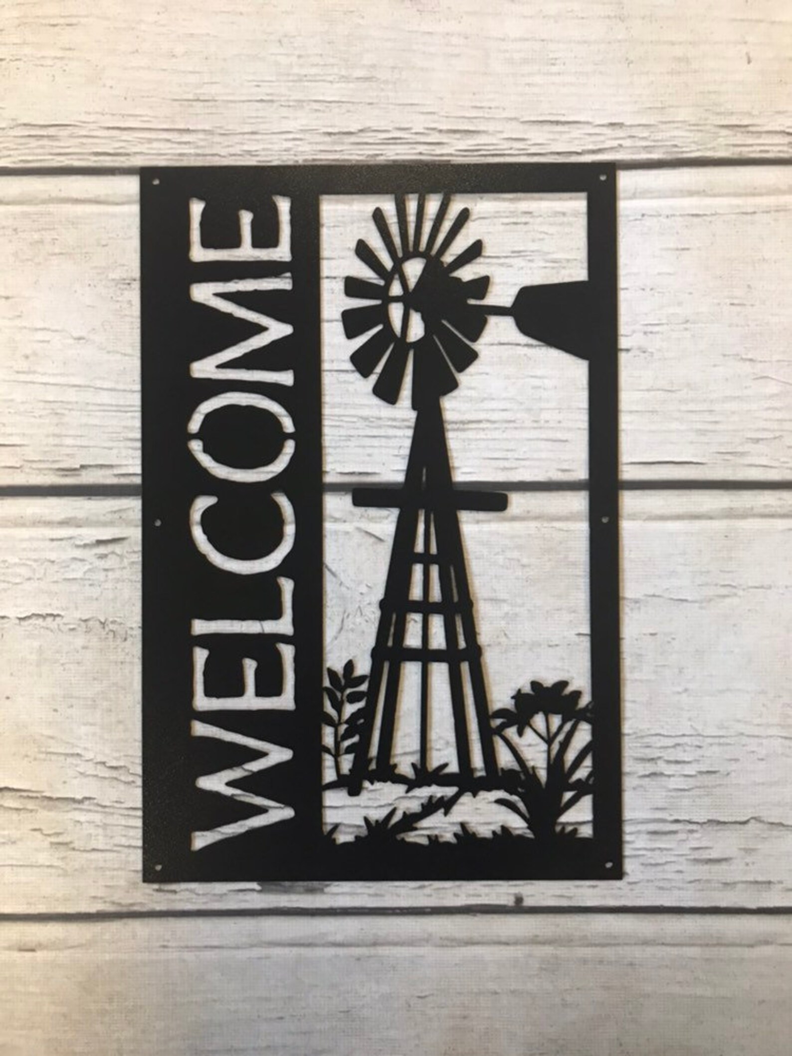 Welcome Windmill Metal Wall Decor Farm Sign Personalized | Etsy