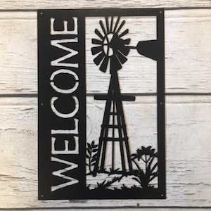 Welcome Windmill Metal Wall Decor, Farm Sign, Personalized Sign - Etsy