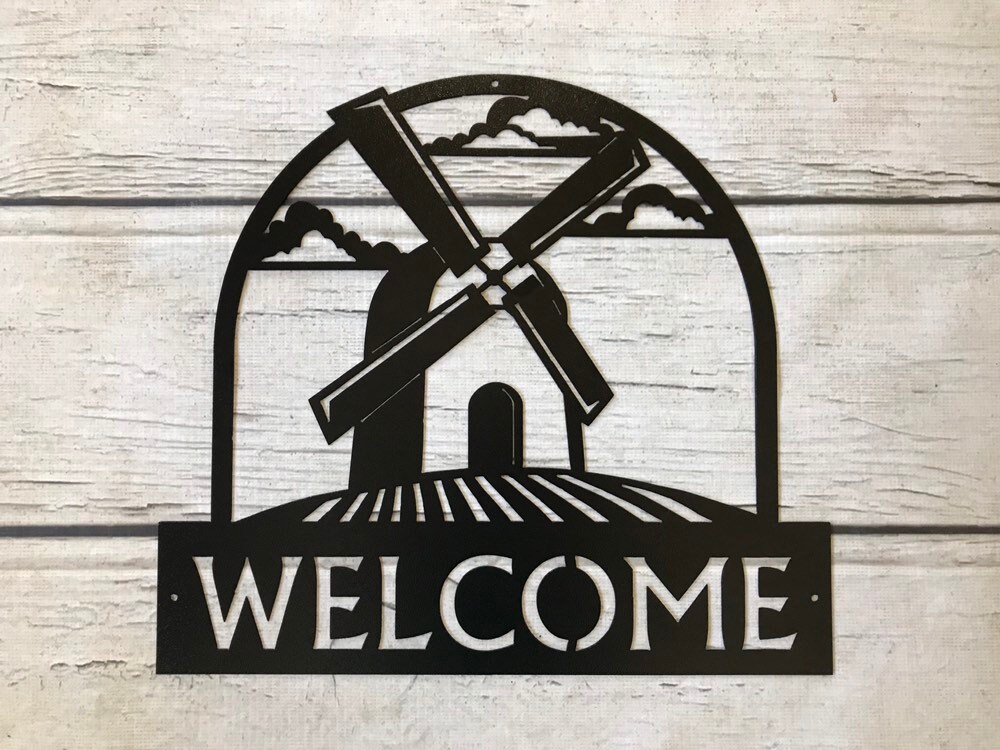 Windmill Welcome Sign Dutch Windmill Sign | Etsy