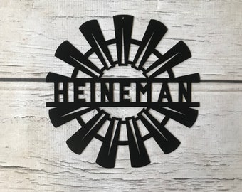 Welcome Windmill Metal Wall Decor Farm Sign Personalized | Etsy