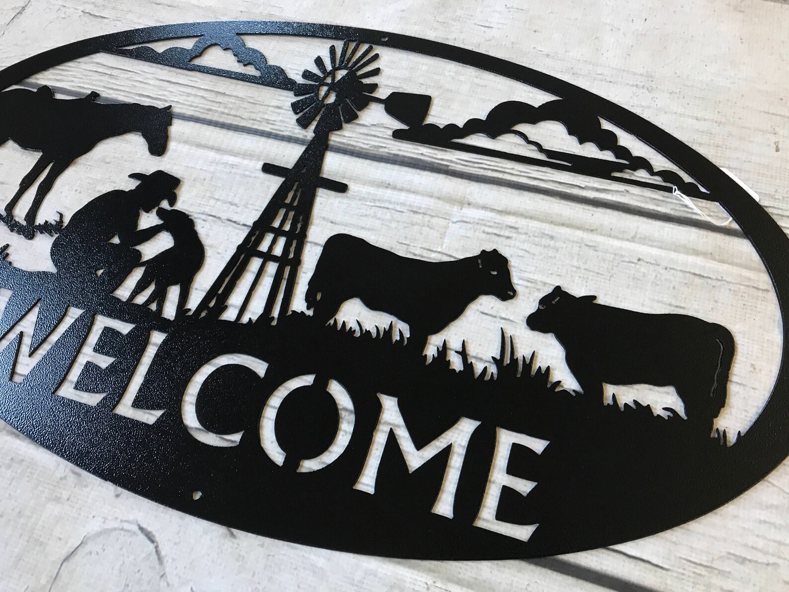 Welcome Sign With Farm Ranch Scene Custom Metal Art - Etsy