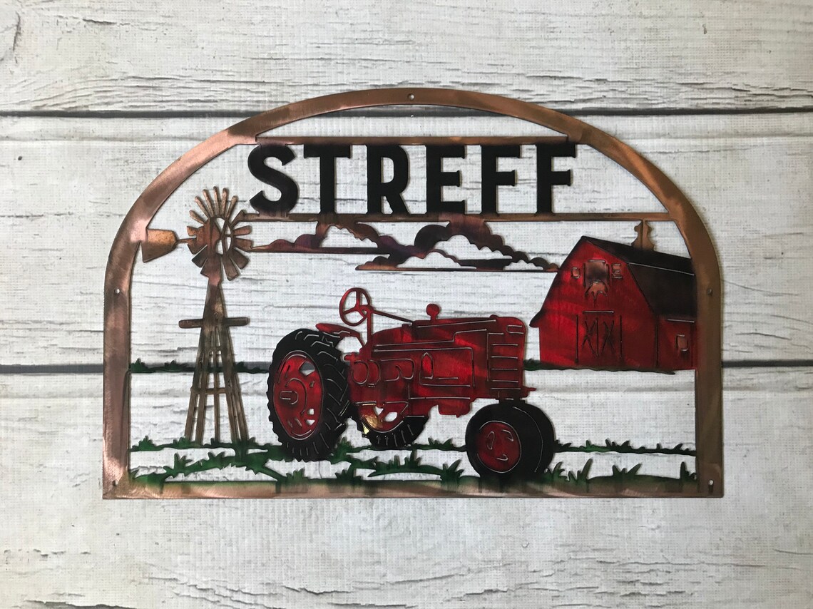 Personalized Farm Sign With Red Tractor Custom Farm Sign - Etsy