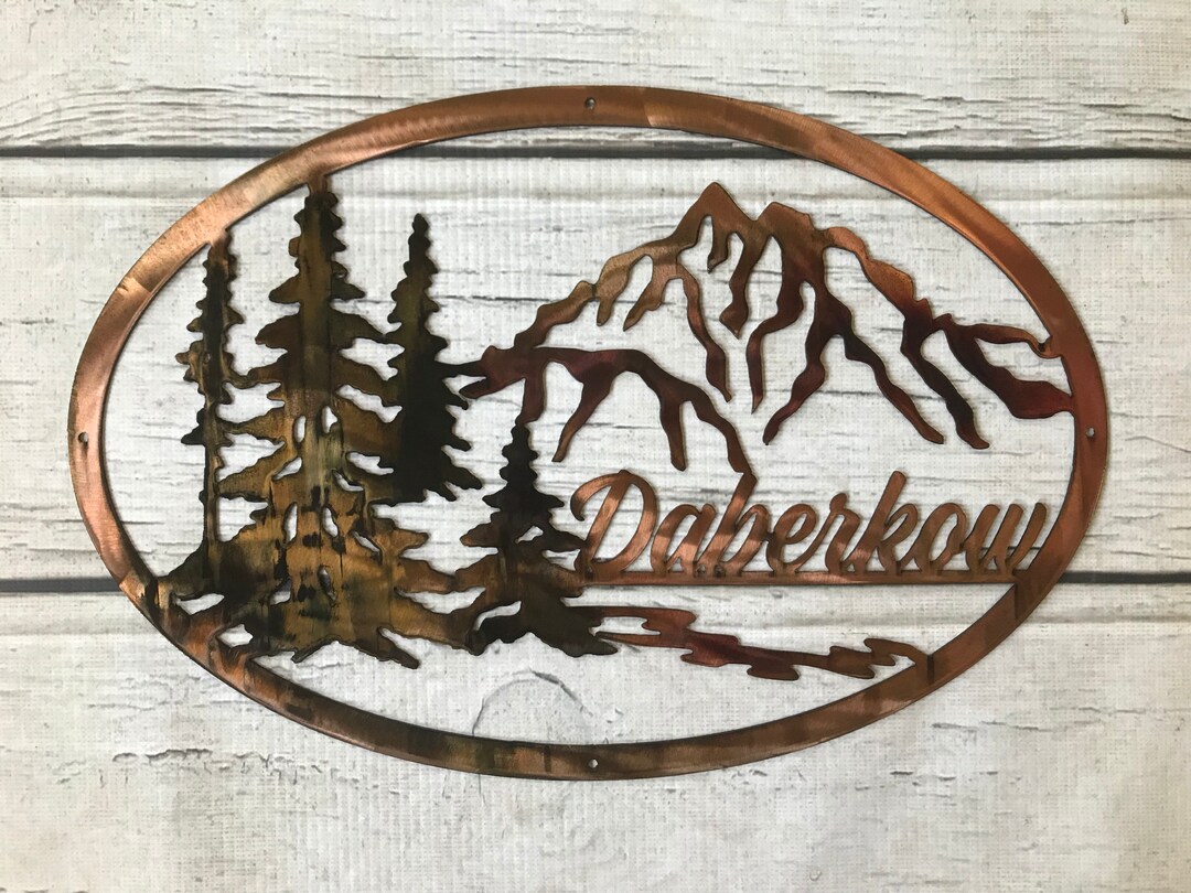 Mountains Trees Nature Scene With Name Metal Sign - Etsy