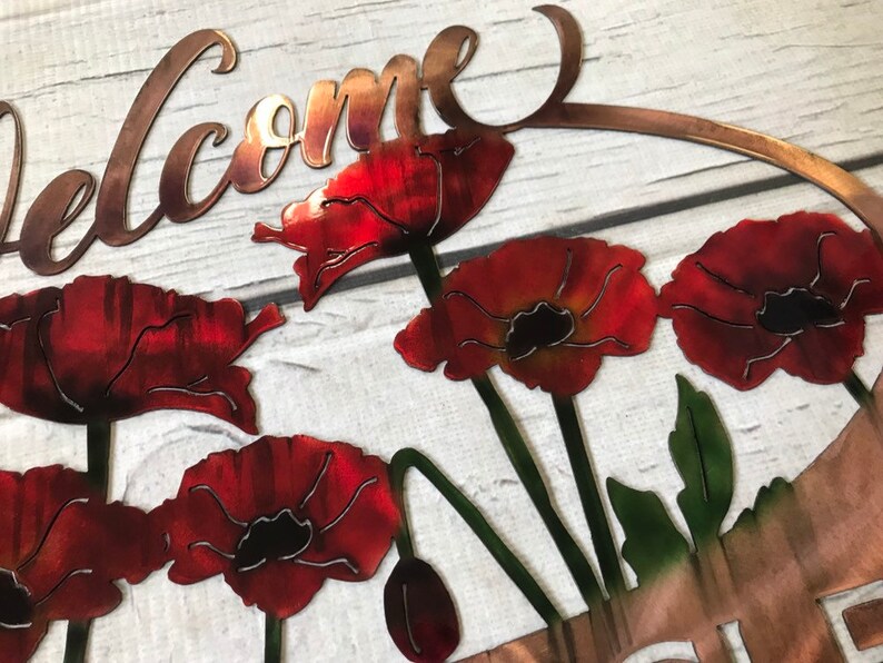 Personalized Welcome Sign Featuring Poppies - Etsy