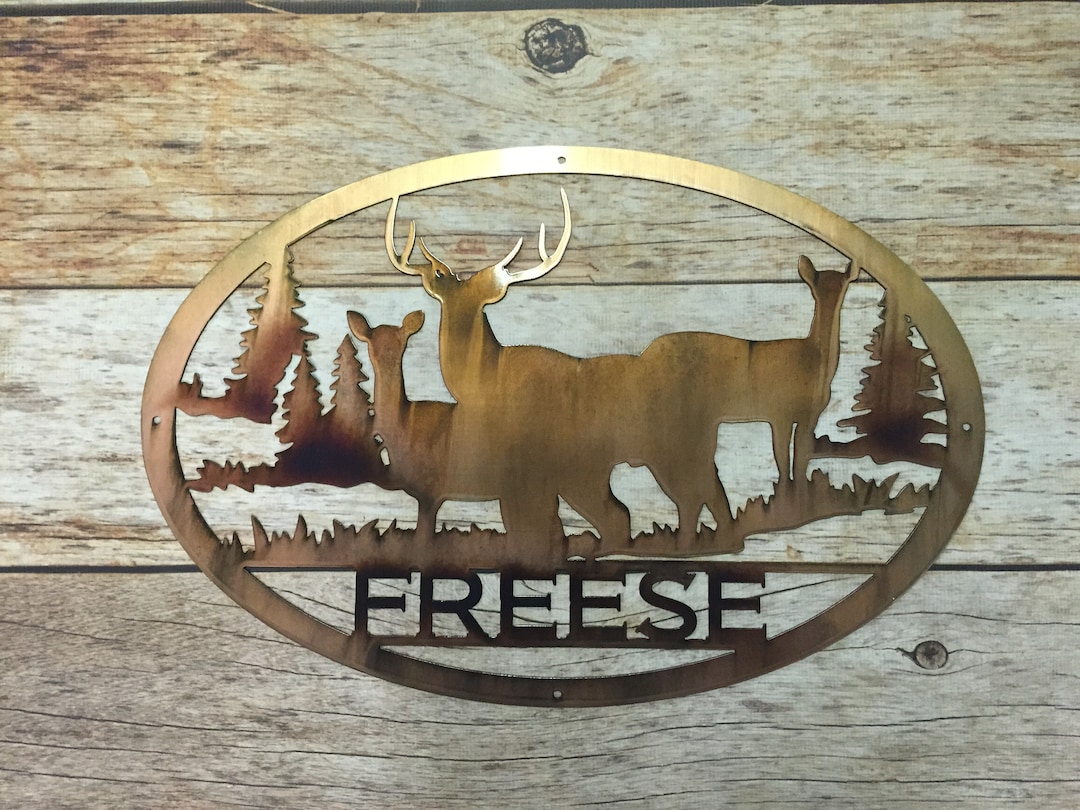 Custom Name Sign Featuring Deer, Deer Name Sign, Personalized Name Sign ...