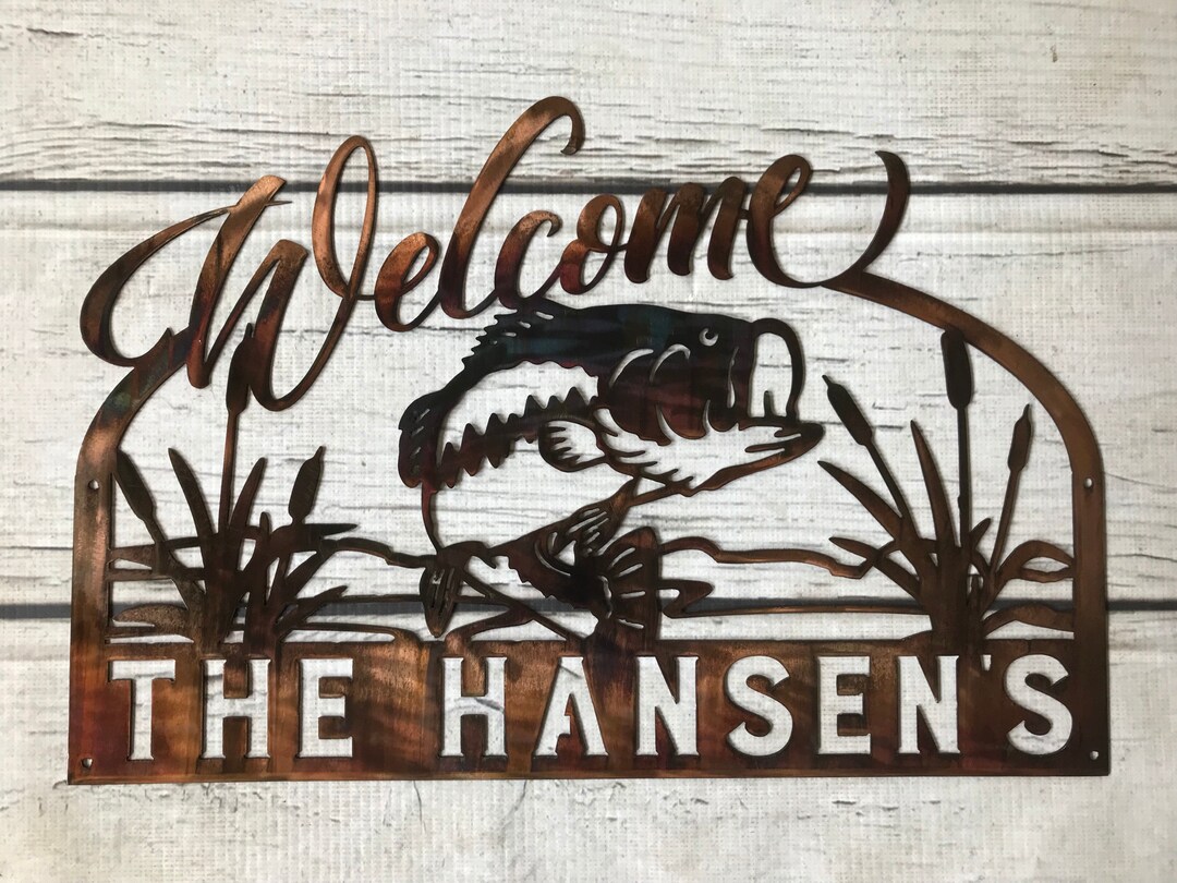 Welcome Fishing Custom Metal Name Sign - Etsy