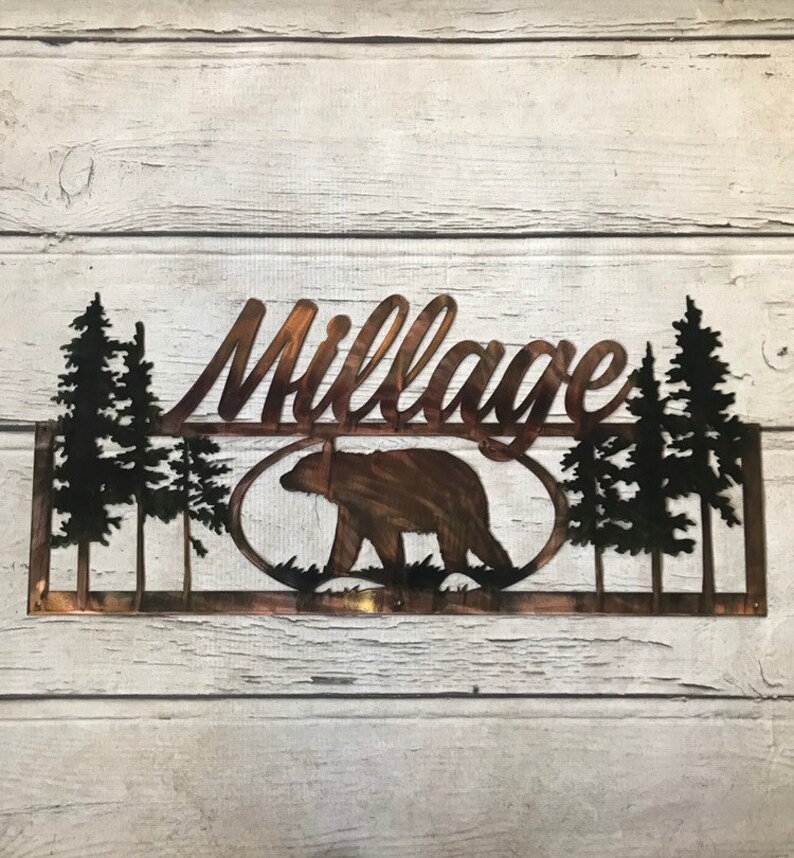 Personalized Nature Scene, Bear Sign, Tree Sign, Custom Metal Sign - Etsy