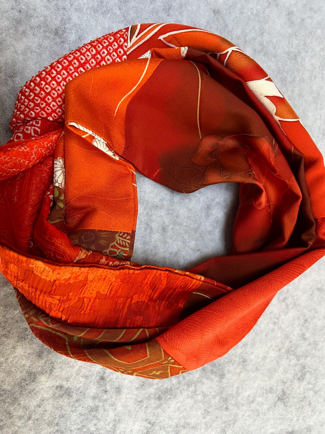 Tangerine Silk Infinity Scarf -reversible - Etsy