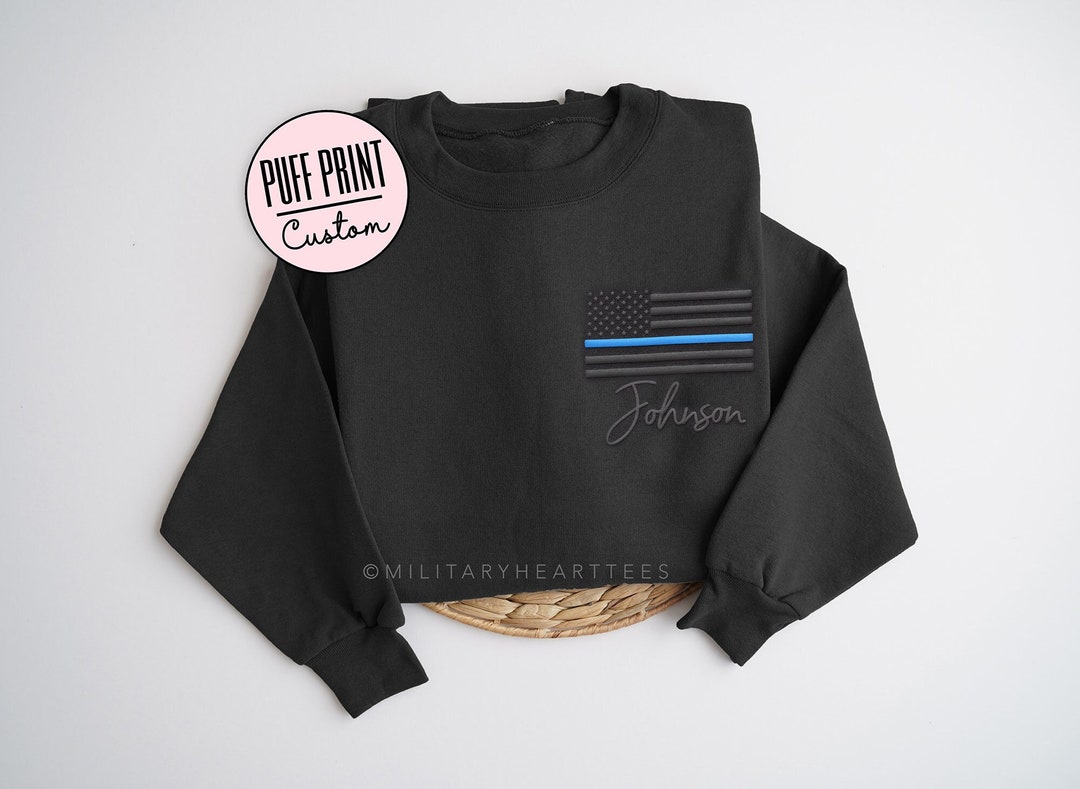 Embossed Police Sweatshirt, Puff Print Custom Police Sweatshirt, Thin ...