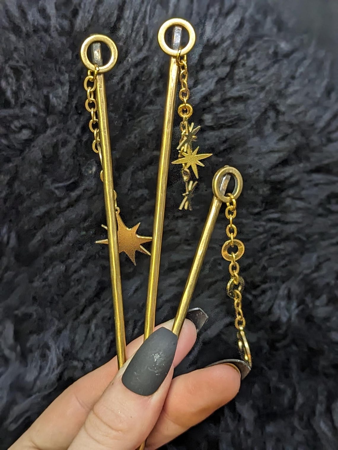 North Star Dangle Hair Stick: Hammered Metal Hair Pin - Etsy