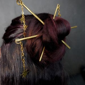 Stars Dangle Hair Stick: Brass Northstar Hair Pin - Etsy