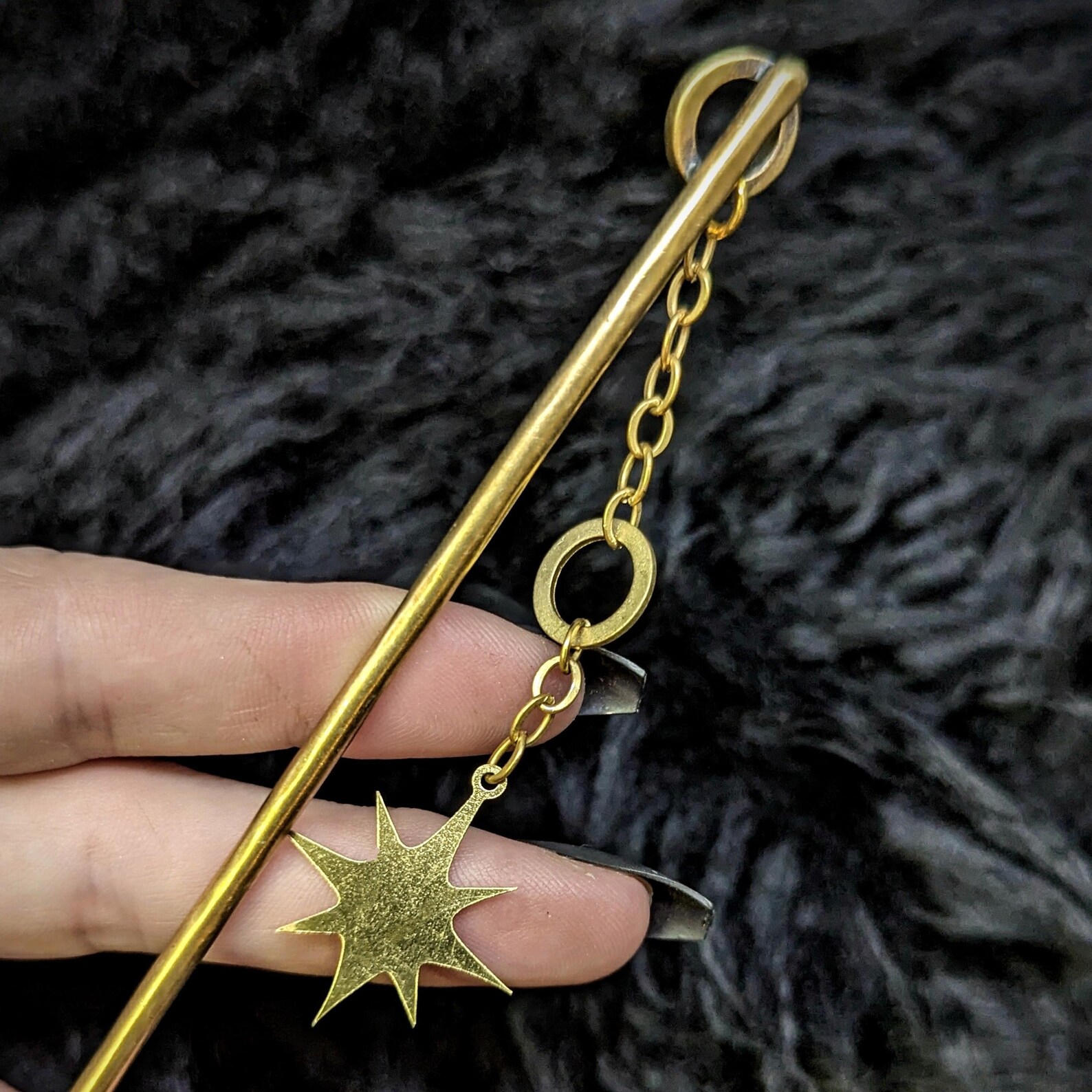 North Star Dangle Hair Stick: Hammered Metal Hair Pin - Etsy