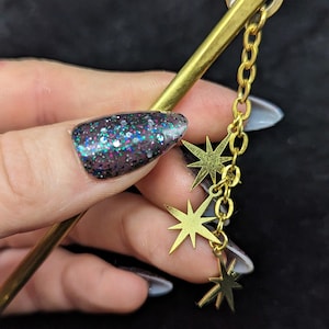 Stars Dangle Hair Stick: Brass Northstar Hair Pin - Etsy
