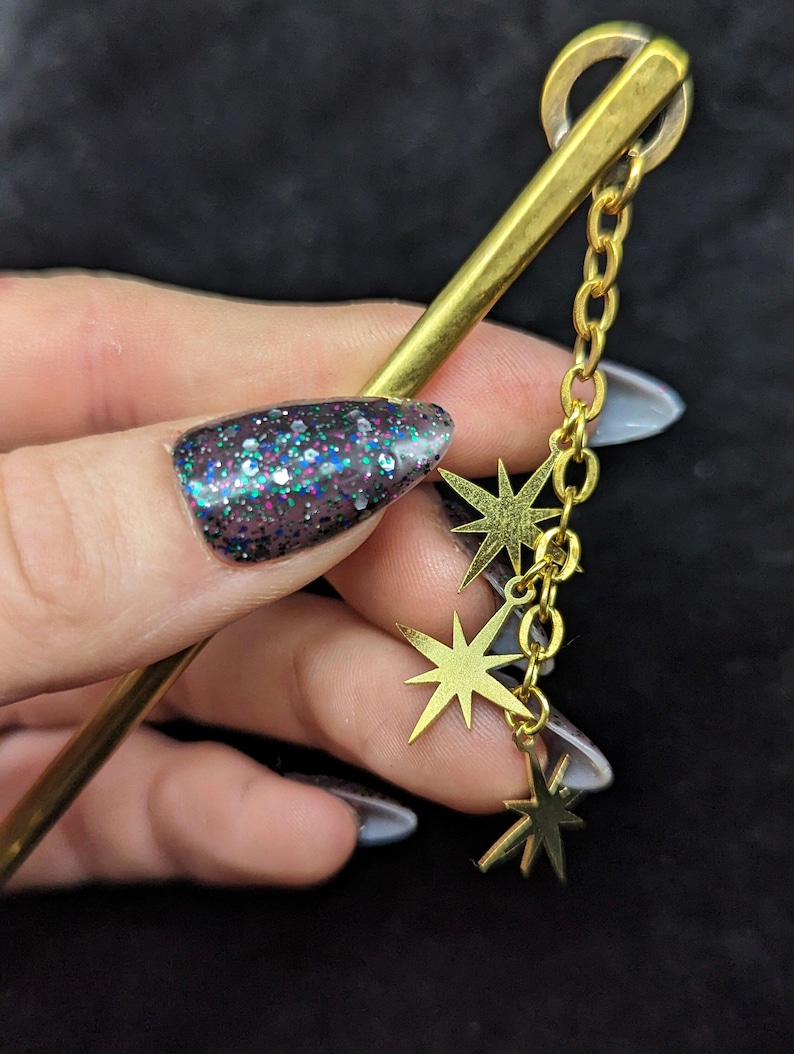 Stars Dangle Hair Stick: Brass Northstar Hair Pin - Etsy