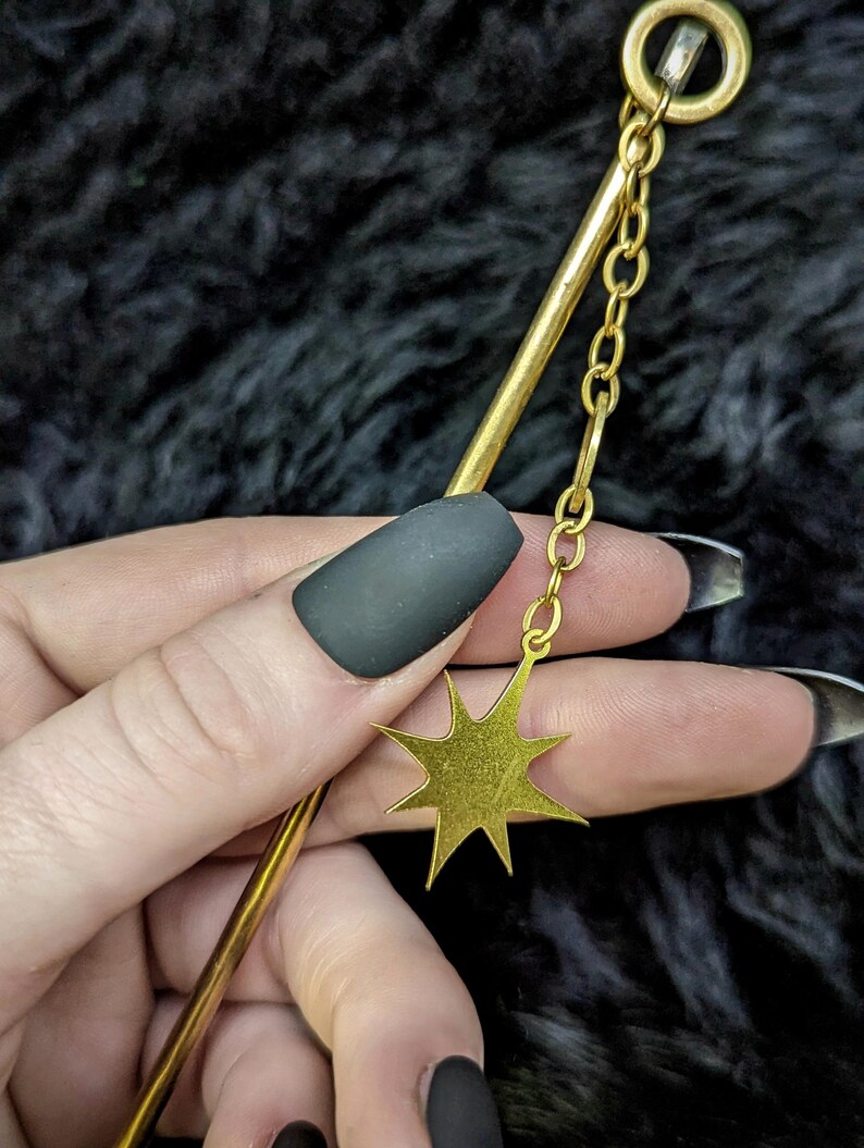 North Star Dangle Hair Stick: Hammered Metal Hair Pin - Etsy