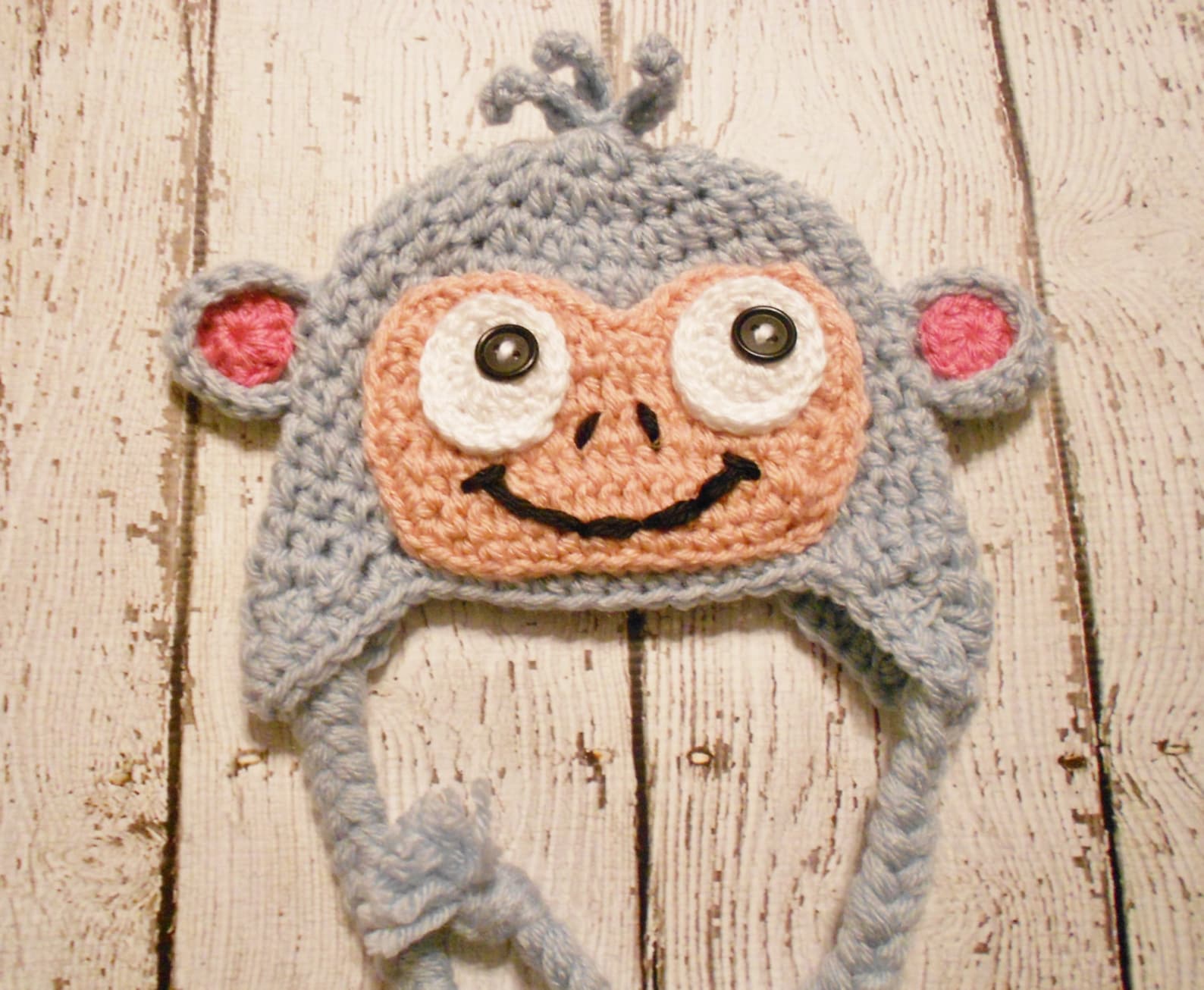 Crochet Baby Blue Monkey Hat-newborn to Adult - Etsy