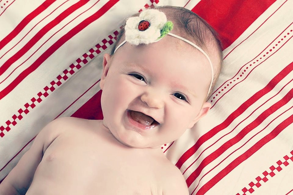Ladybug Crochet Flower on Skinny Elastic-white-newborn to Adult - Etsy