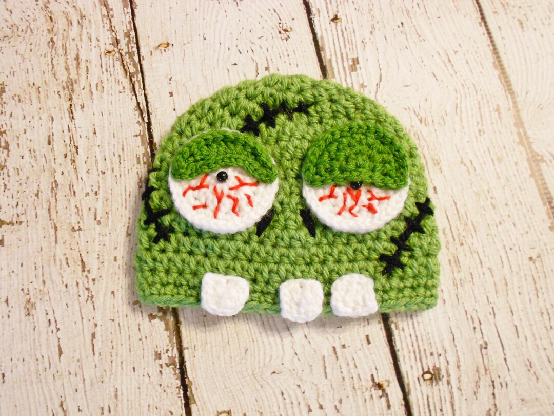 Crochet Green Zombie Beanie- Newborn to Adult - Etsy