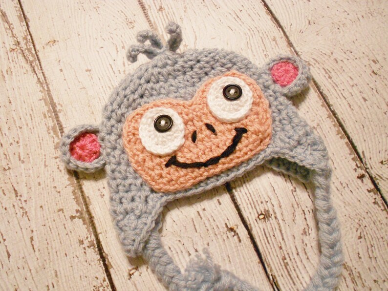 Crochet Baby Blue Monkey Hat-newborn to Adult - Etsy