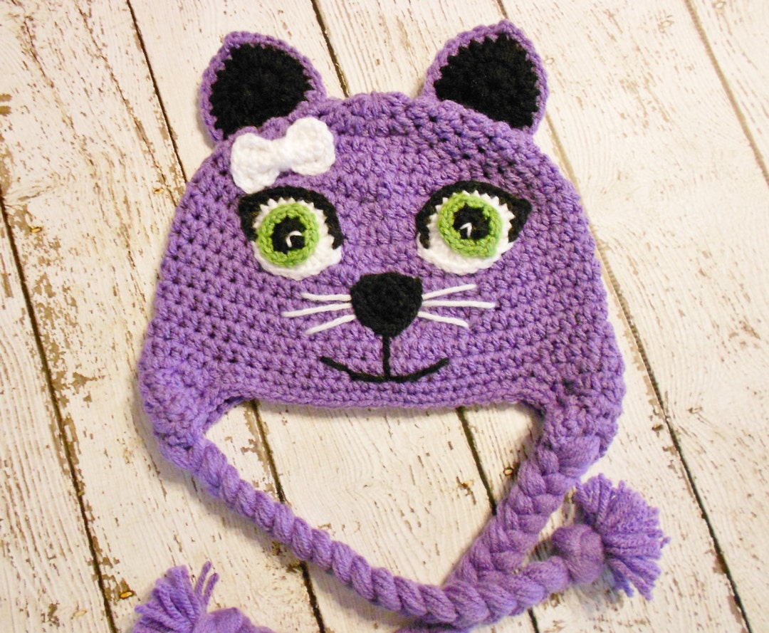 Crochet Kitty Cat Hat-purple-newborn to Adult - Etsy