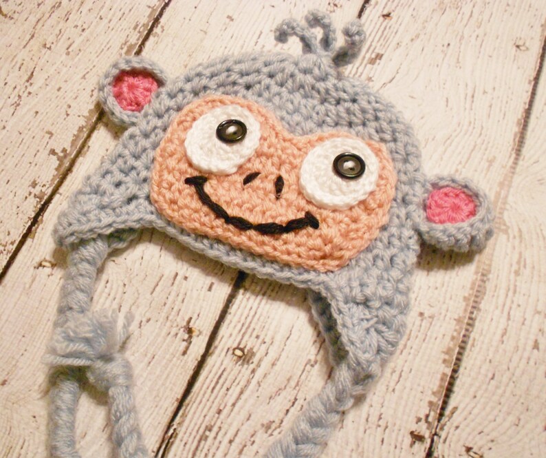 Crochet Baby Blue Monkey Hat-newborn to Adult - Etsy
