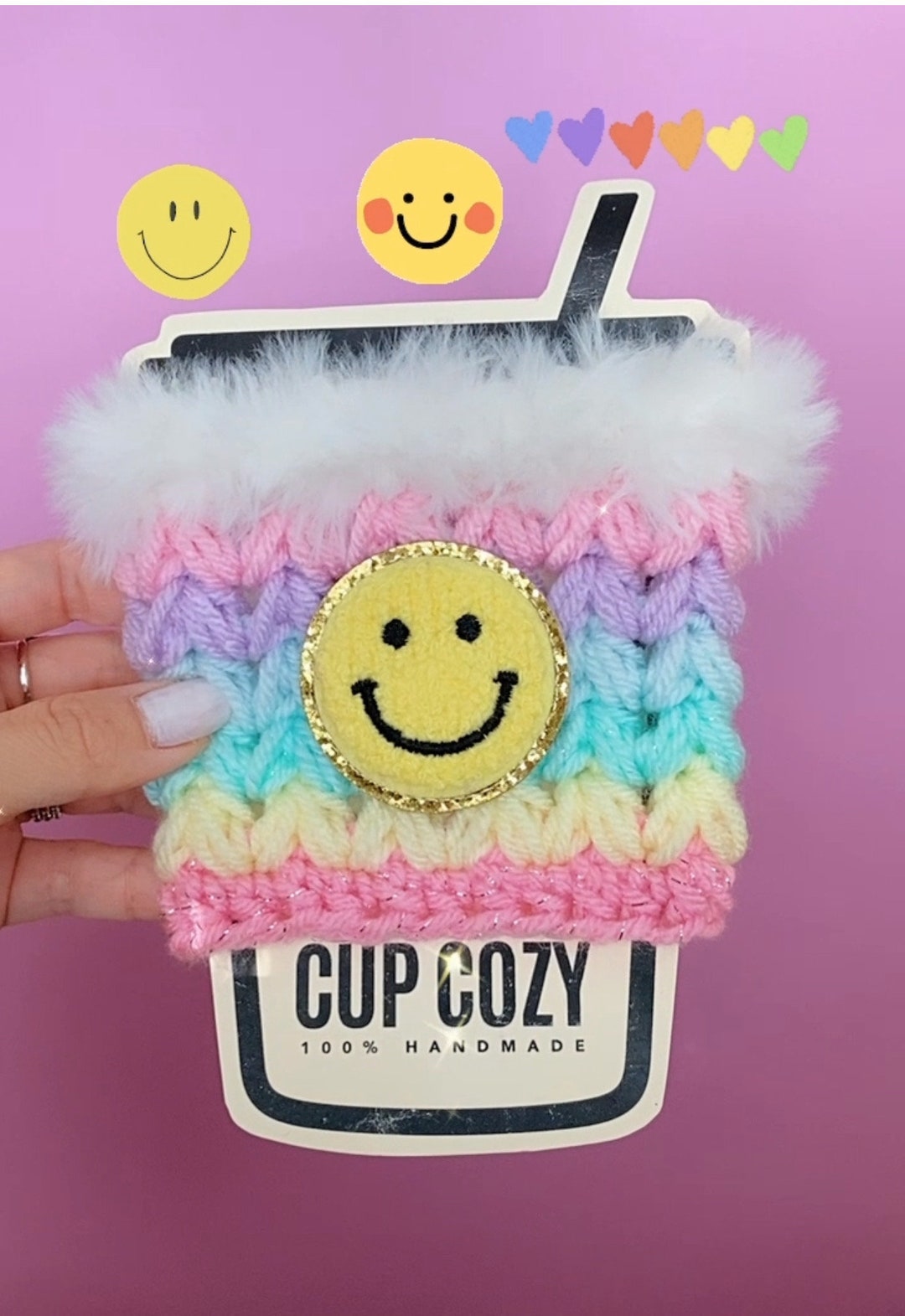Smiley Face Cup Cozy - Etsy