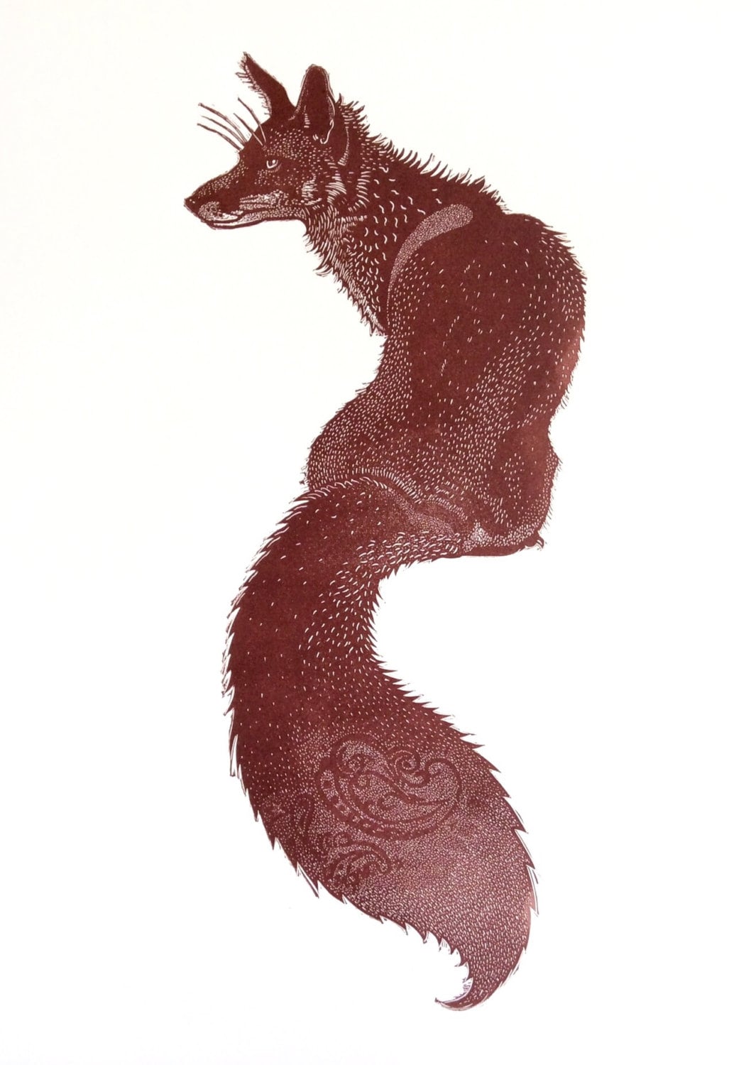 Linocut Print of a Fox - Etsy