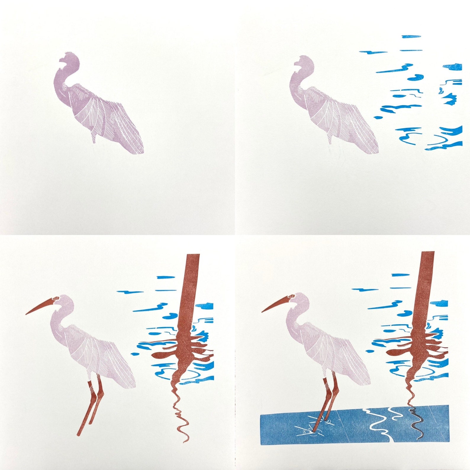 Linocut of a Little Egret - Etsy
