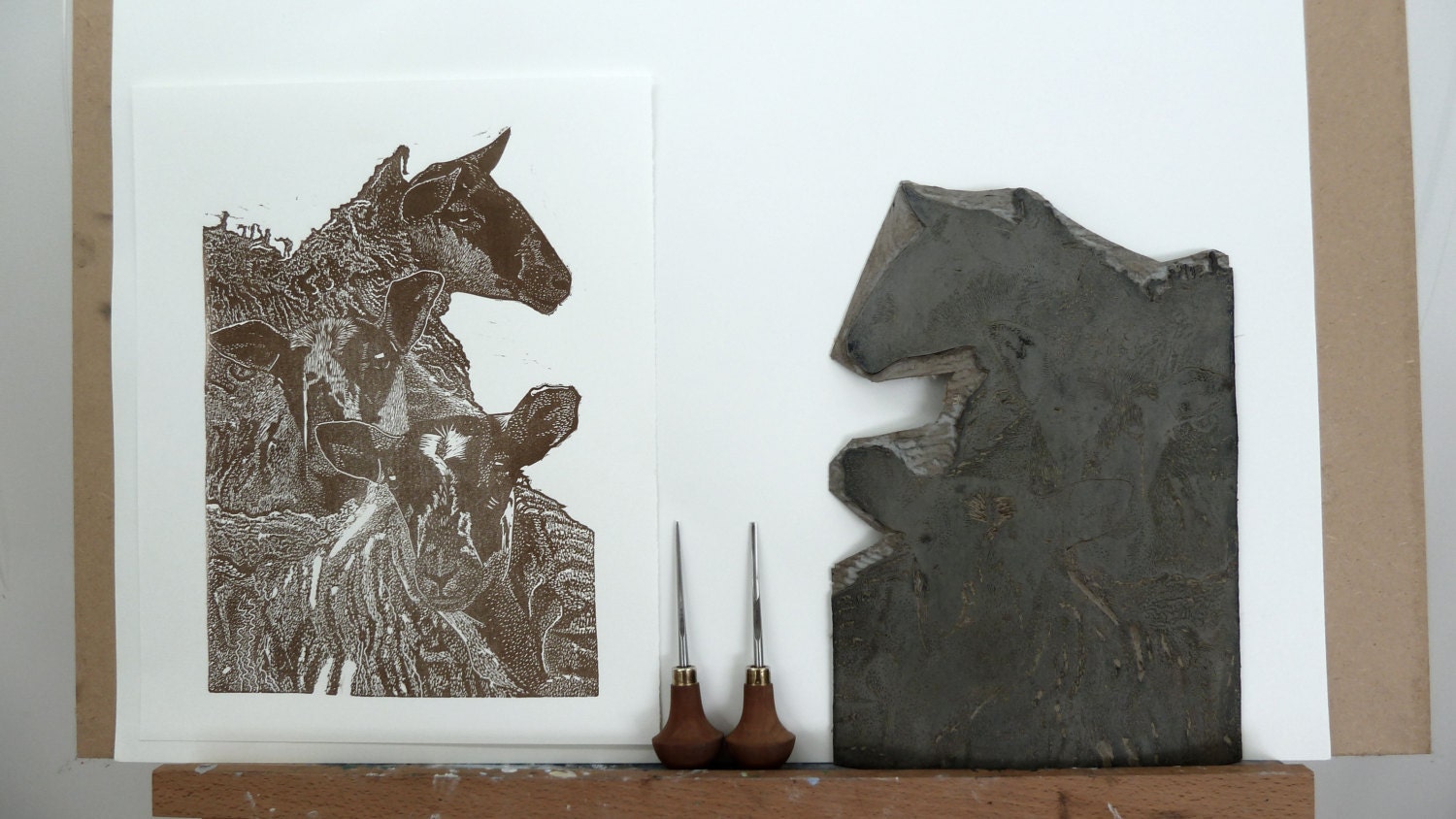 Hand Pulled Limited Edition Linocut Print of Sheep - Etsy