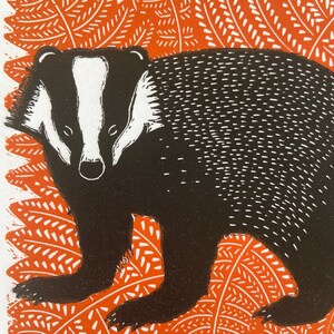 Hand Pulled Limited Edition Linocut Print of a Badger - Etsy