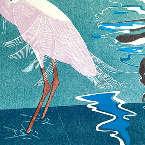 Linocut of a Little Egret | Etsy