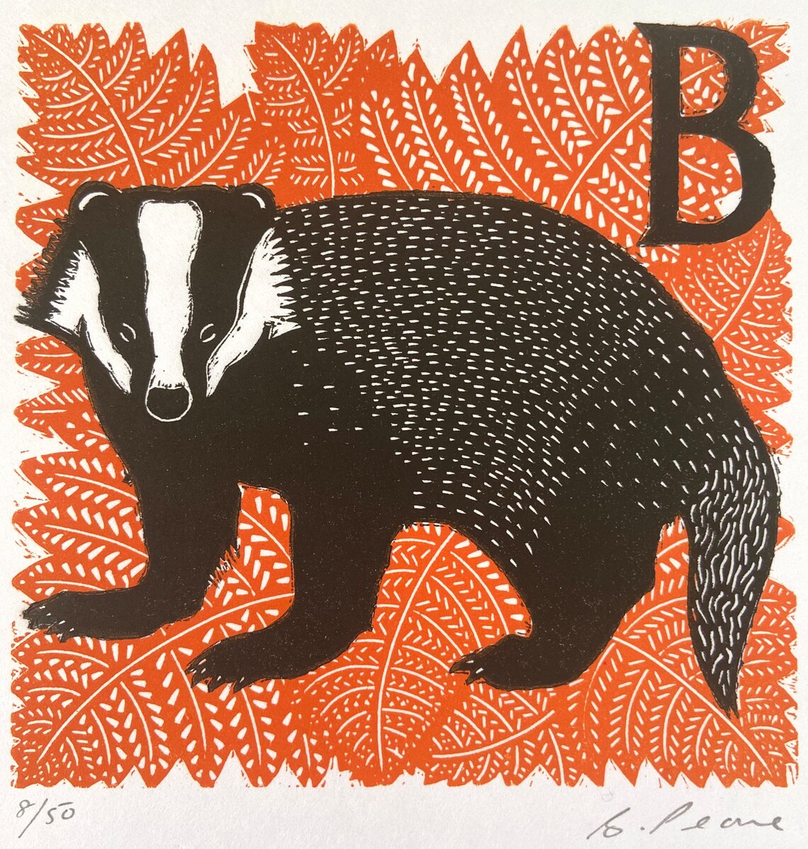 Hand Pulled Limited Edition Linocut Print of a Badger - Etsy