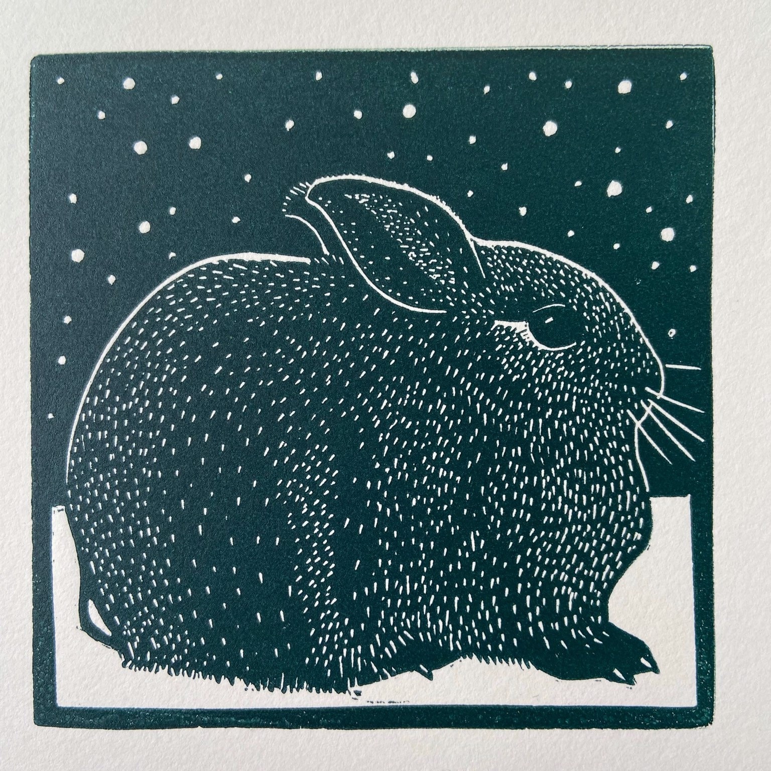 Linocut Print of a Rabbit in the Snow - Etsy